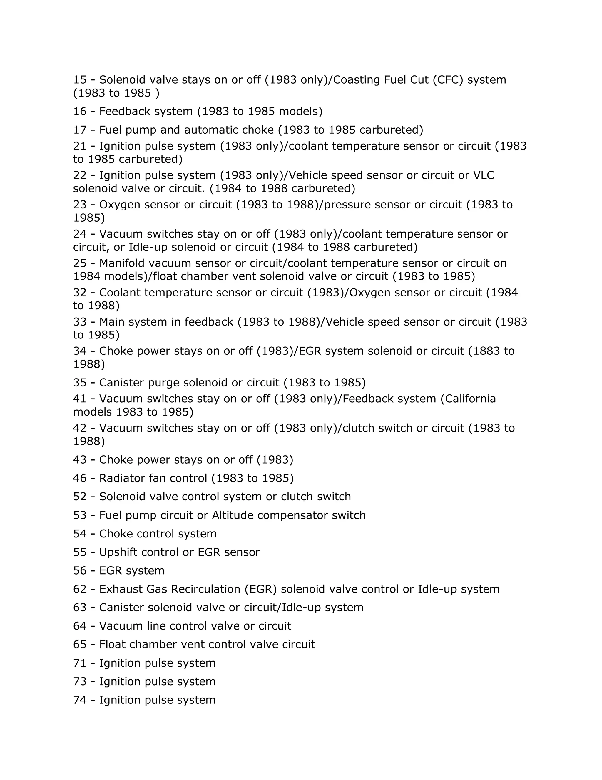 Subaru OBD2 Codes | PDF