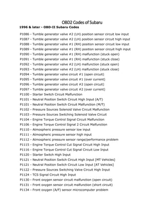 Subaru OBD2 Codes | PDF