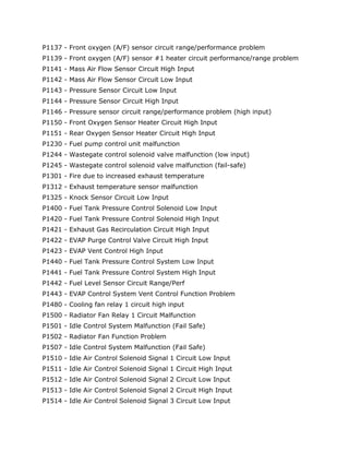 Subaru OBD2 Codes | PDF