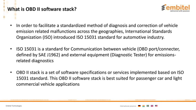 What is OBD and OBD II Software Stack? | PPTX