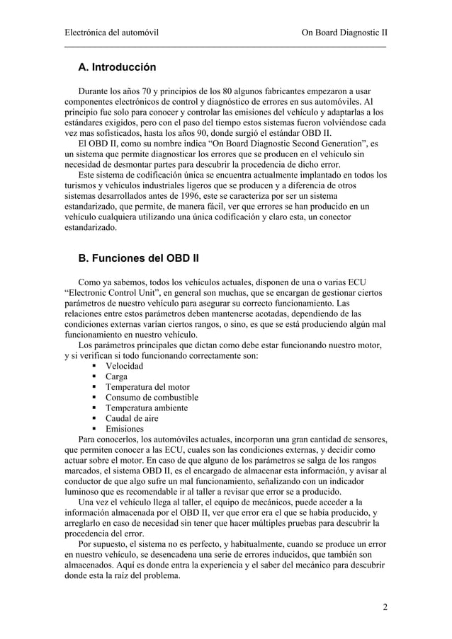 OBD-II On Board Diagnostics - Electrónica del automóvil | PDF
