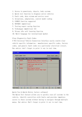 Obd leader u vci universal vehicle connection interface diagnostic scanner newest version | PDF