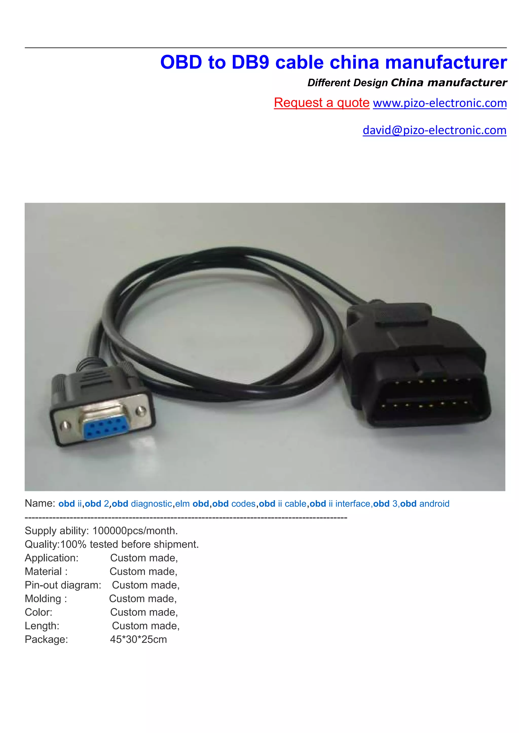 Obd to db9 cable china manufacturer | PDF