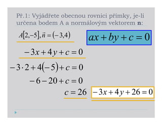 Obecná rovnice přímky | PDF