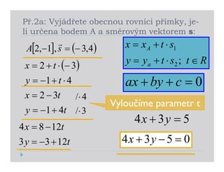 Obecná rovnice přímky | PDF