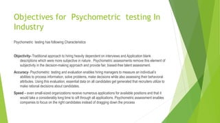 Obectives of psychometric test in industry | PPT
