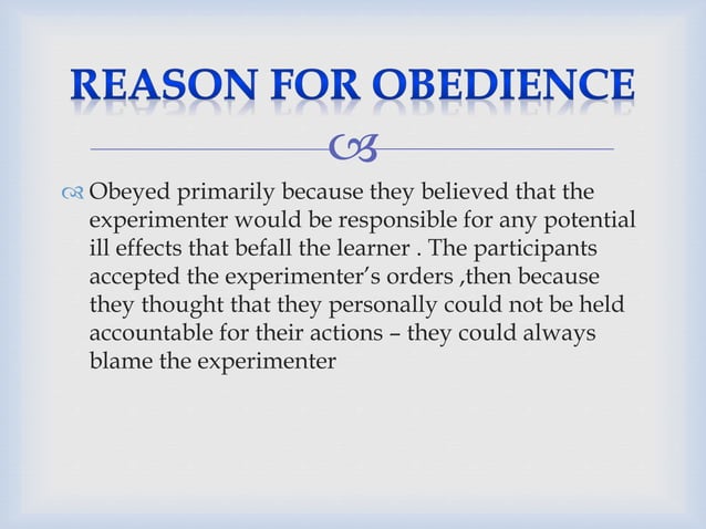 Obedience ( milgram's experiment) | PPTX