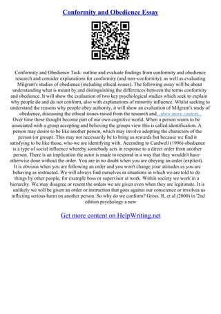 Obedience Essay | PDF | Hobbies & Interests