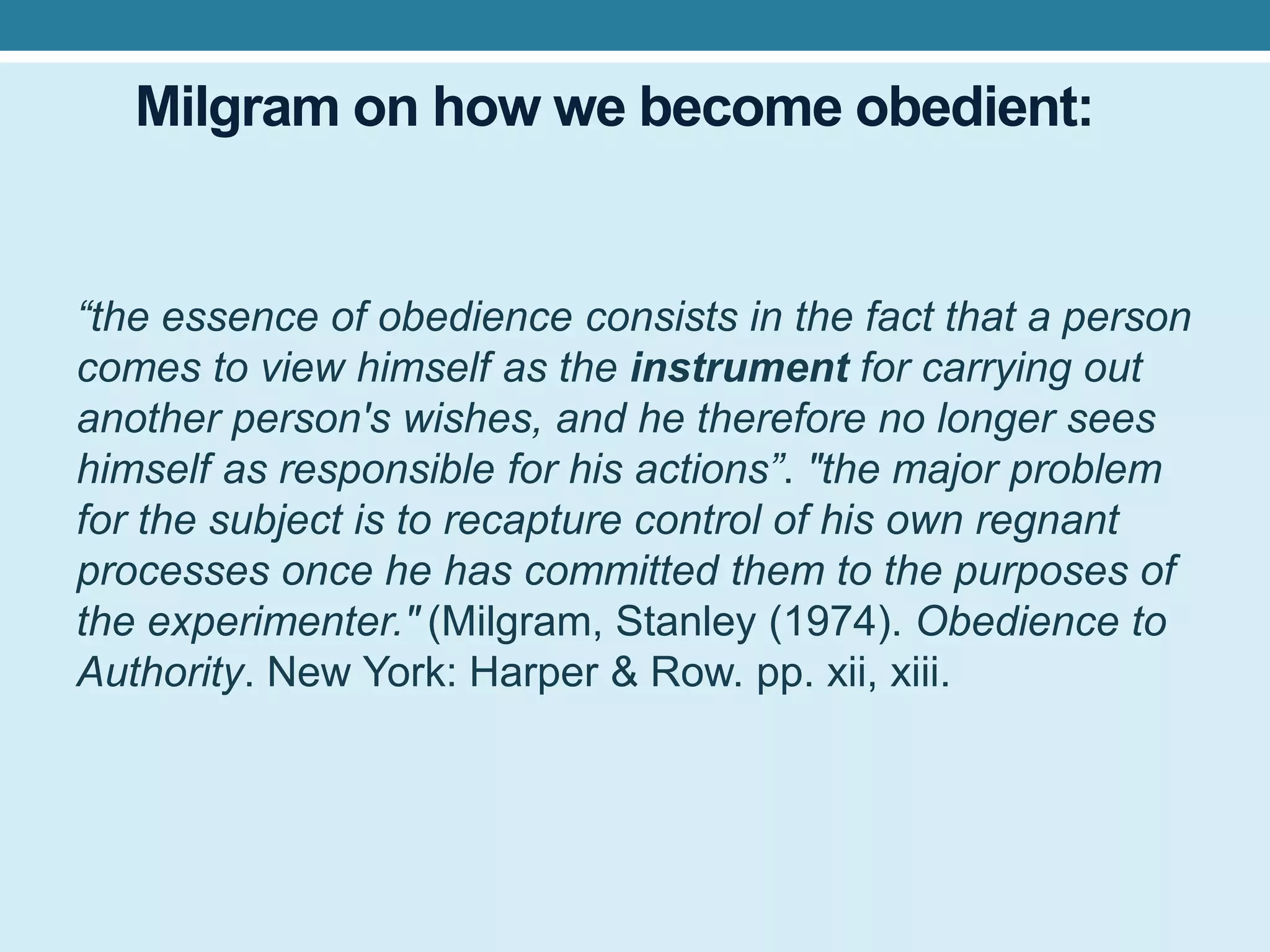 Social Psychology -- Stanley Milgram on Obedience | PPTX