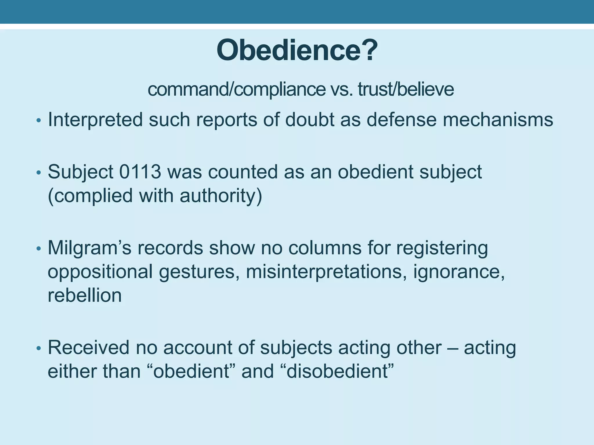 Social Psychology -- Stanley Milgram on Obedience | PPTX