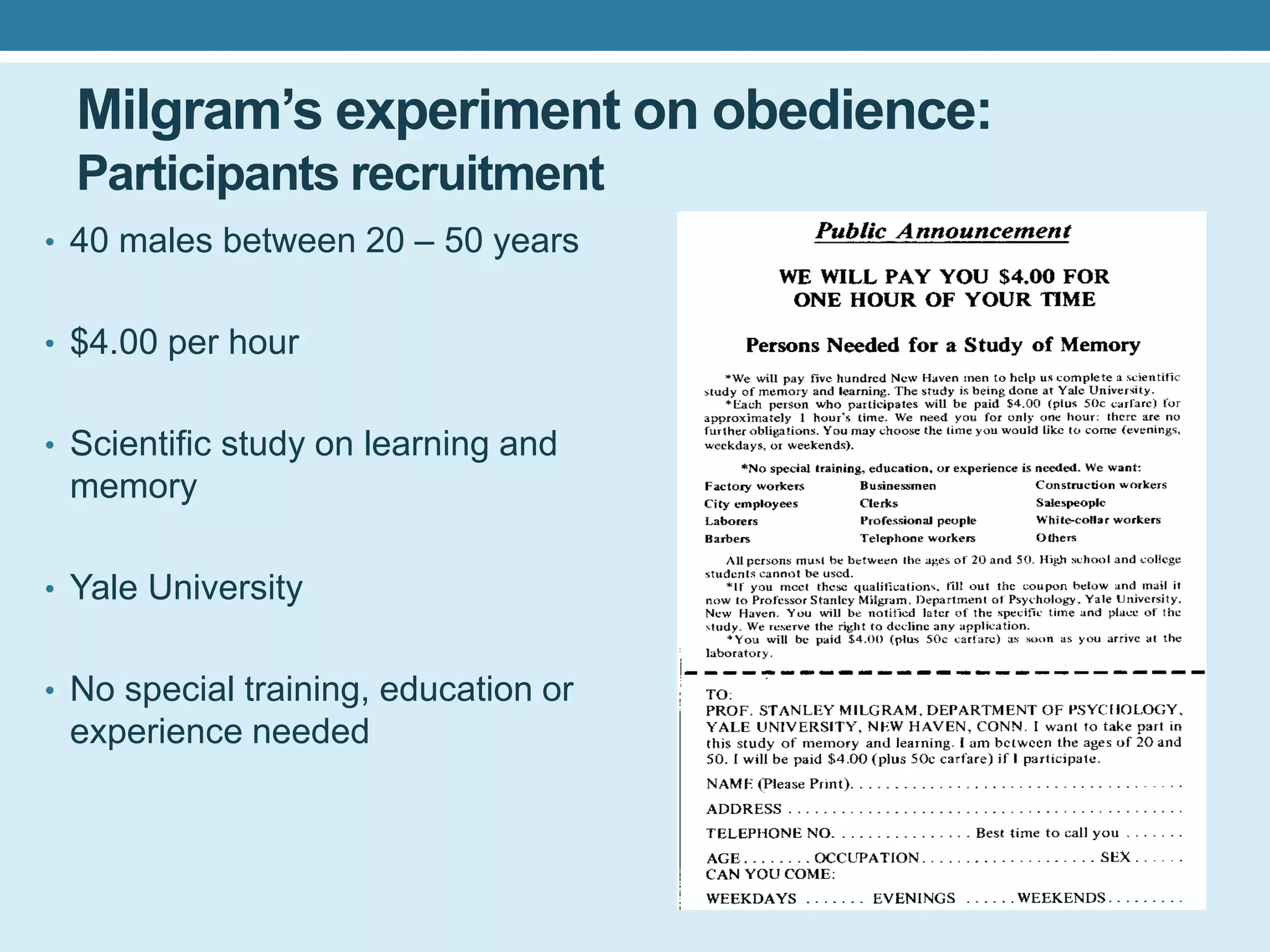 Social Psychology -- Stanley Milgram on Obedience | PPTX