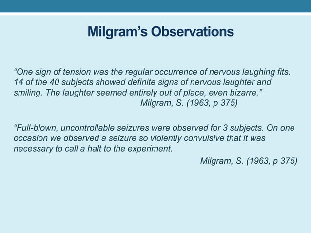 Social Psychology -- Stanley Milgram on Obedience | PPTX | Hobbies ...