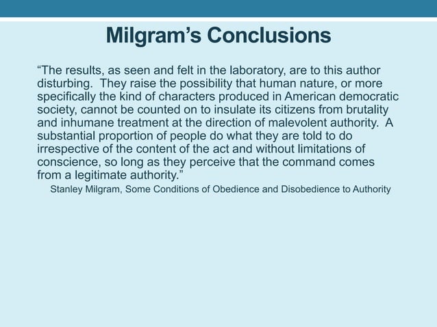 Social Psychology -- Stanley Milgram on Obedience | PPTX | Hobbies ...