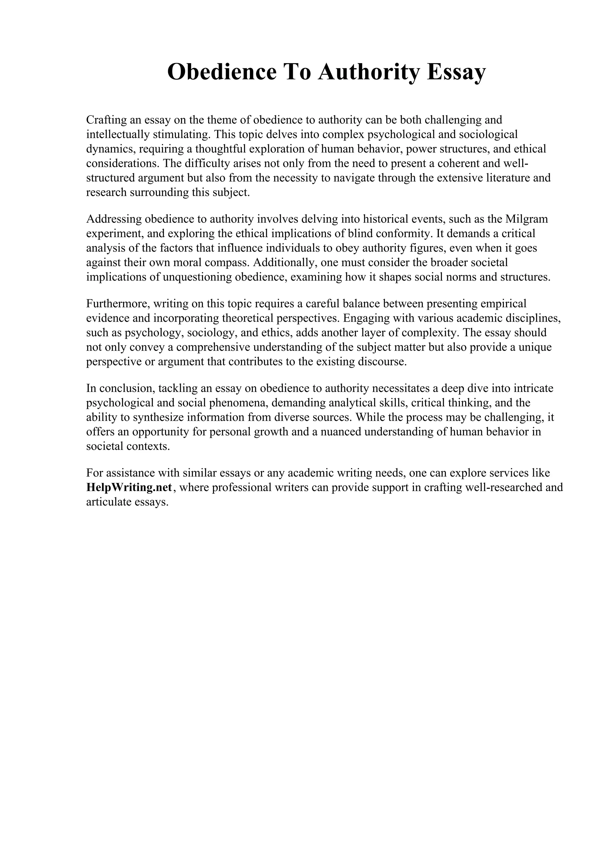 Obedience To Authority Essay.pdf