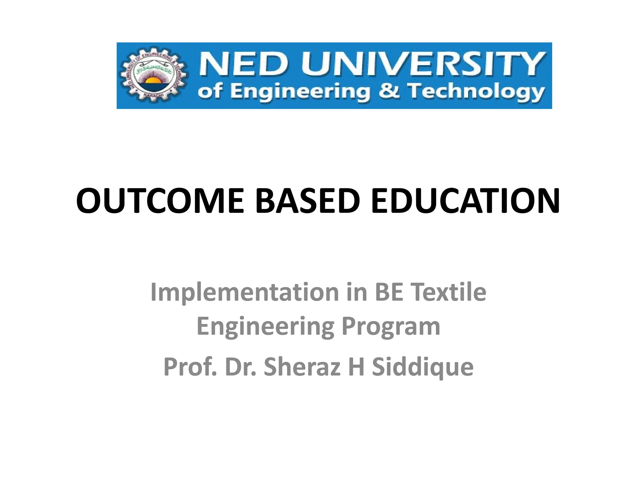 OBE Presentation at NED University Karachi | PPT