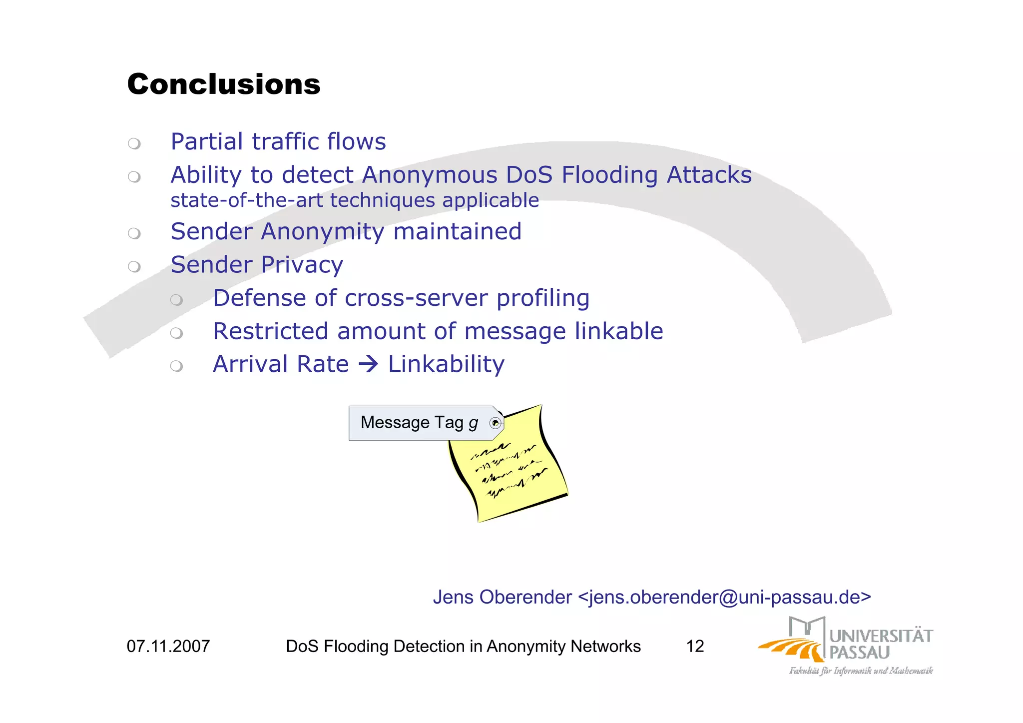 Denial Of Service Flooding Detection In Anonymity Networks | PDF