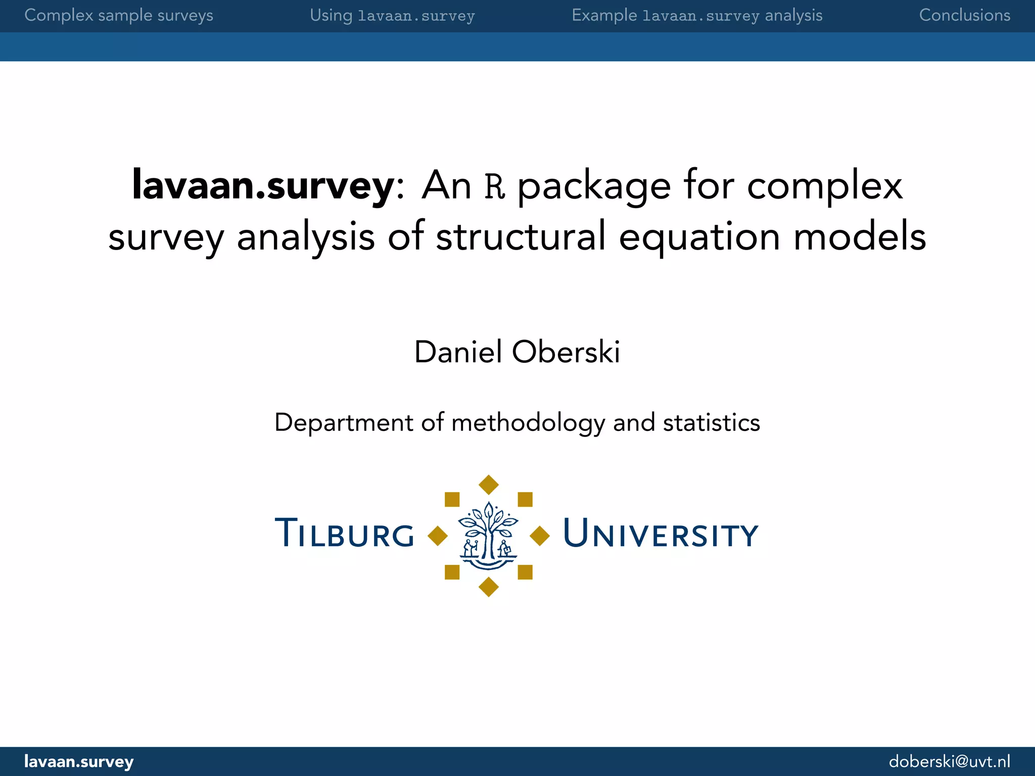 lavaan.survey: An R package for complex survey analysis of structural equation models | PDF
