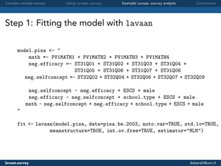 lavaan.survey: An R package for complex survey analysis of structural equation models | PDF