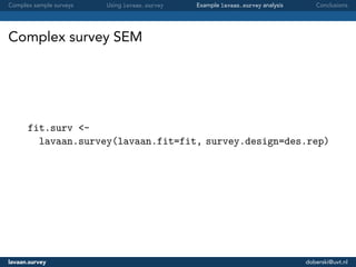lavaan.survey: An R package for complex survey analysis of structural equation models | PDF