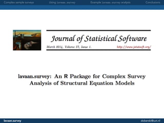 lavaan.survey: An R package for complex survey analysis of structural equation models | PDF