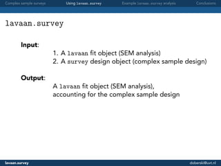 lavaan.survey: An R package for complex survey analysis of structural equation models | PDF