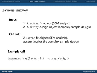 lavaan.survey: An R package for complex survey analysis of structural equation models | PDF