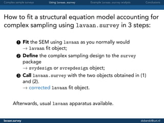 lavaan.survey: An R package for complex survey analysis of structural equation models | PDF