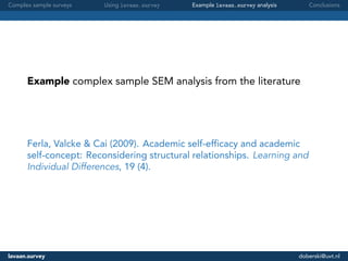 lavaan.survey: An R package for complex survey analysis of structural equation models | PDF