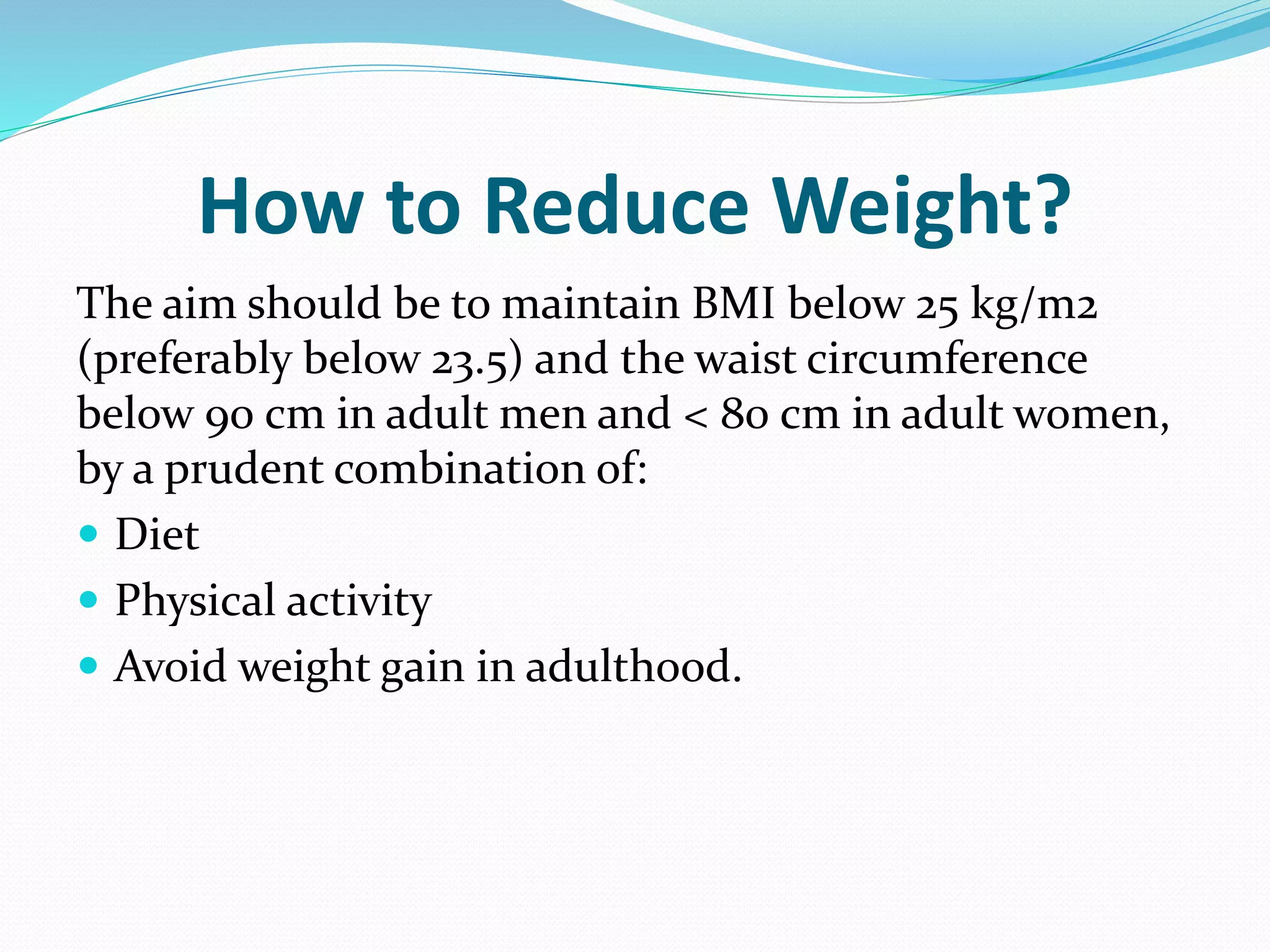 Obesity: Use of BMI to classify & prevention and Control | PPTX