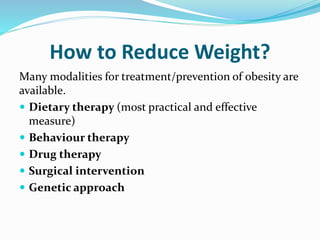 Obesity: Use of BMI to classify & prevention and Control | PPTX