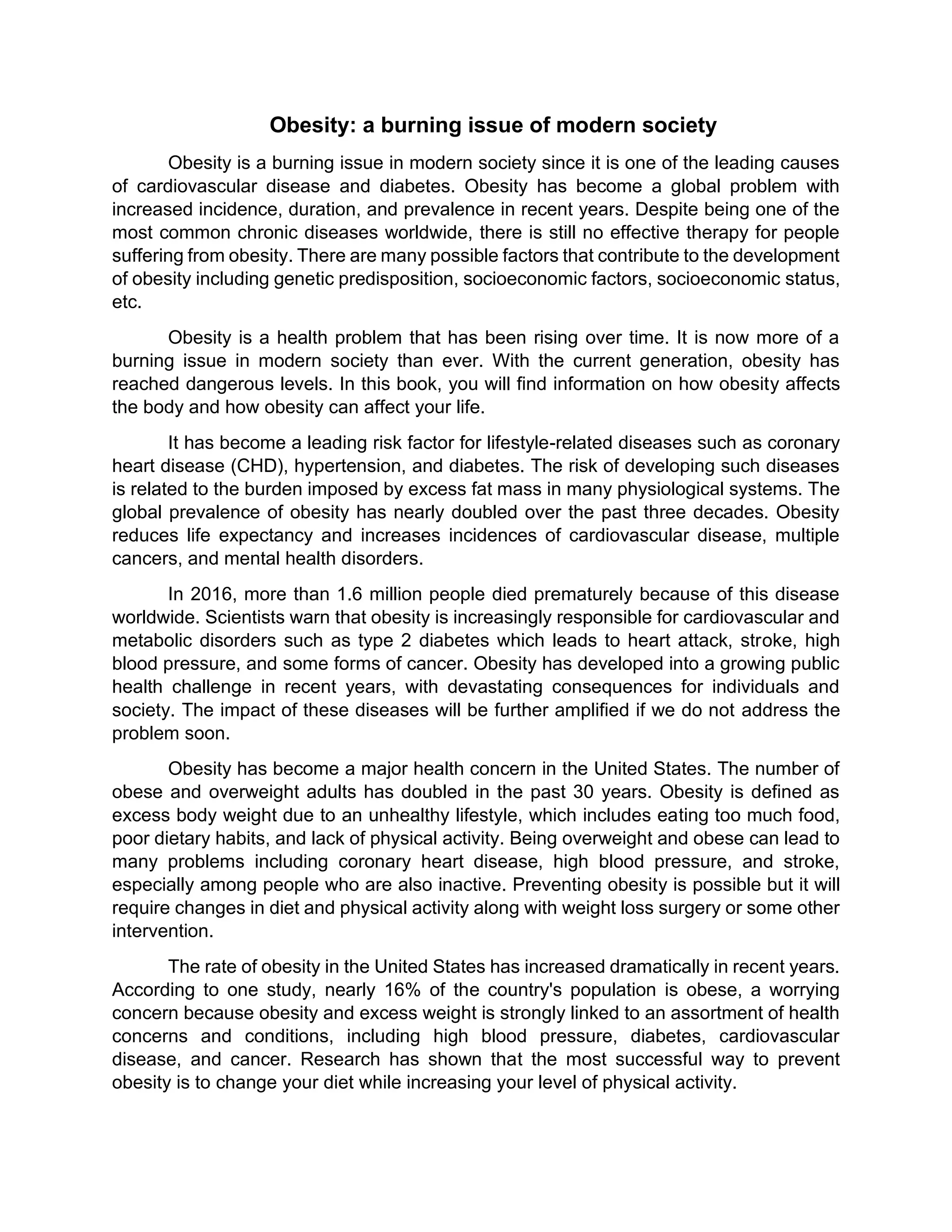 Obesity - a burning issue of modern society | PDF