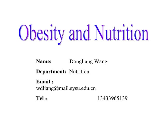 Obesity and nutrition | PPT