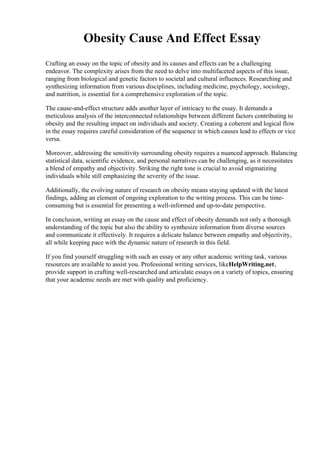 Obesity Cause And Effect Essay.pdf | Science
