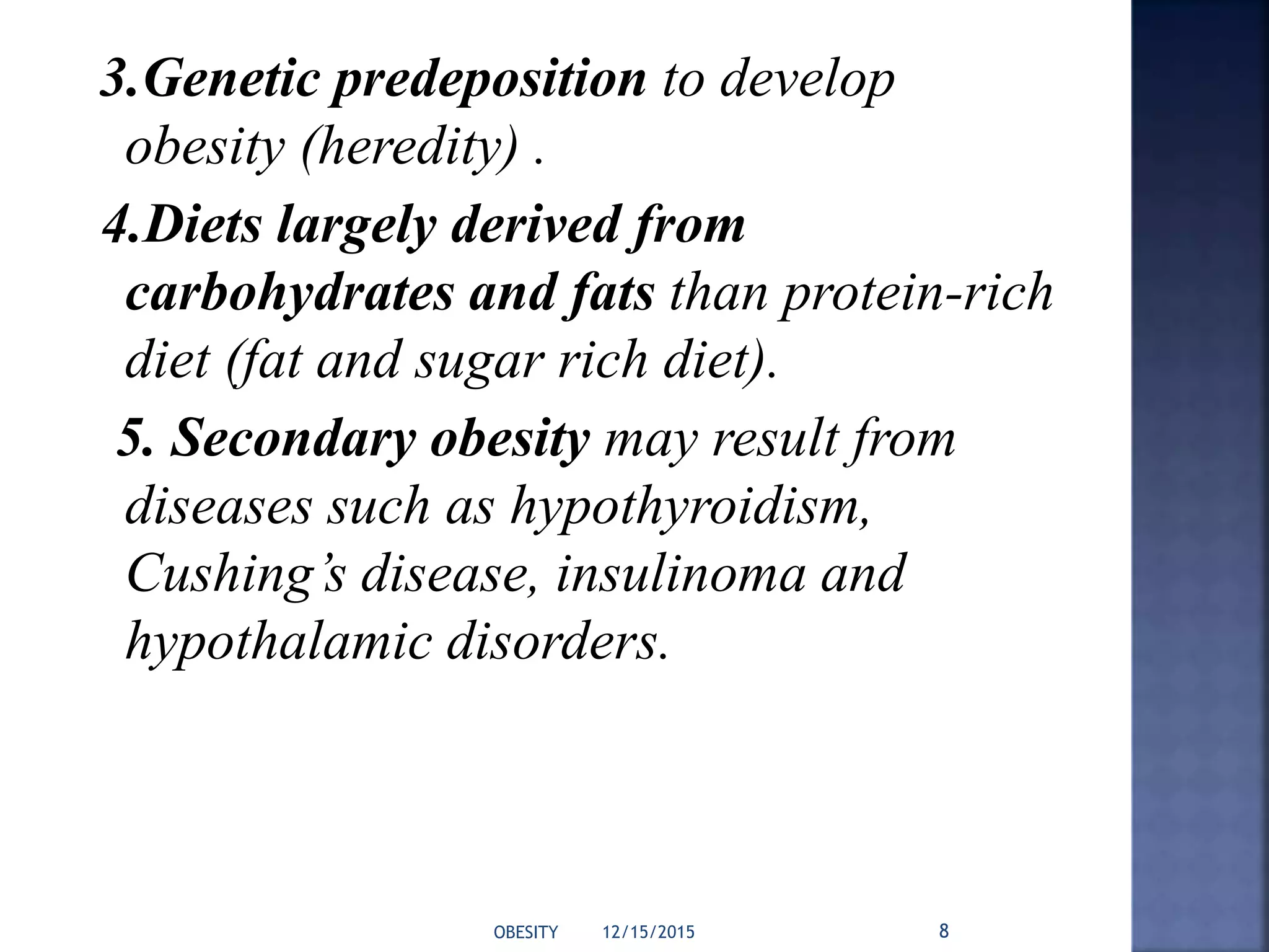 Obesity and its pathophysiology | PPTX