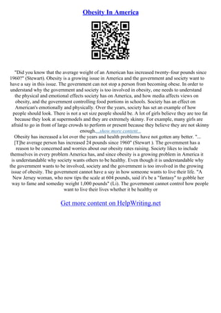 Obesity In America Essay | PDF