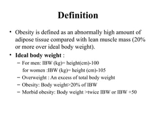 Anaesthetic consideration in obese patients | PPTX