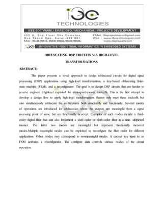 Obfuscating dsp circuits via high level transformations | PDF
