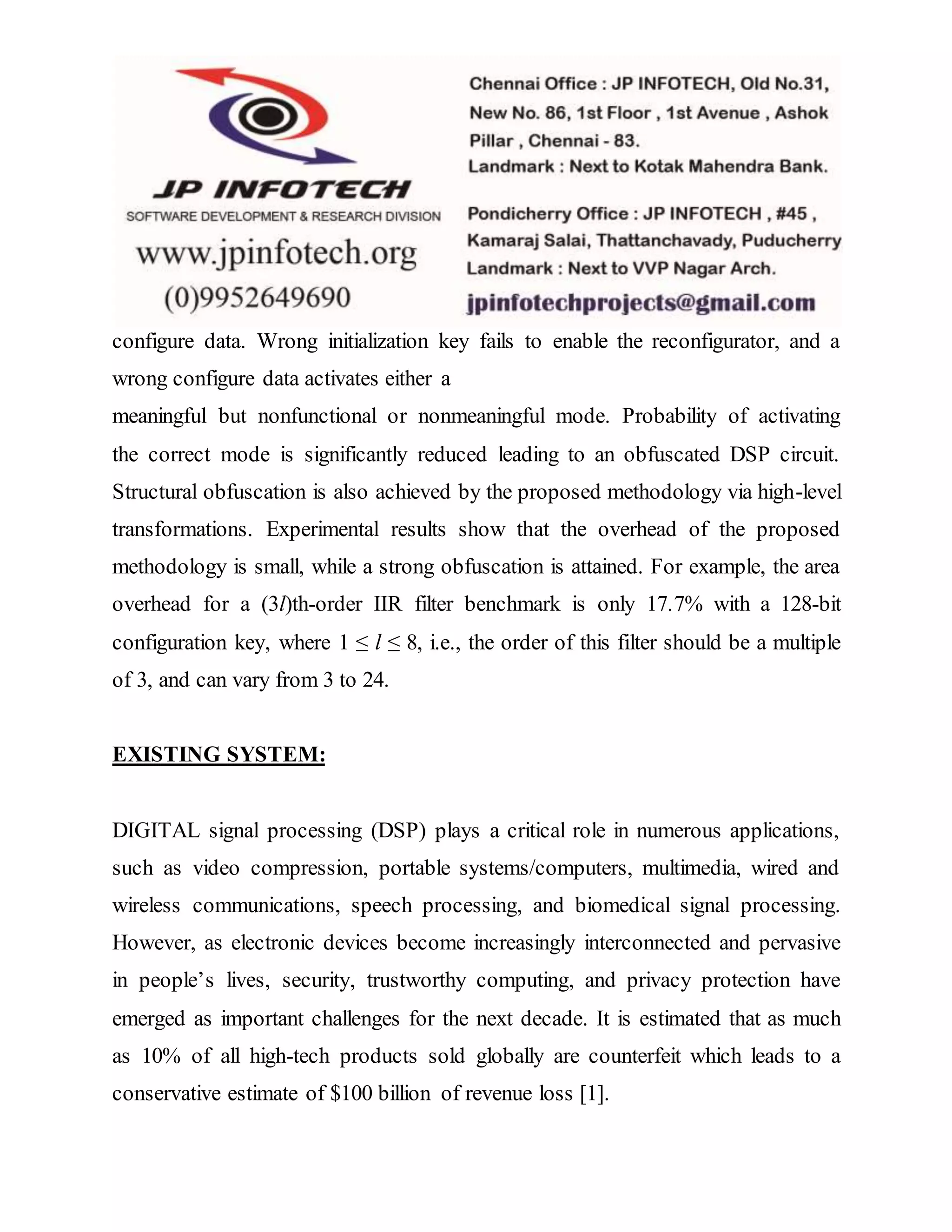 Obfuscating dsp circuits via high level transformations | PDF