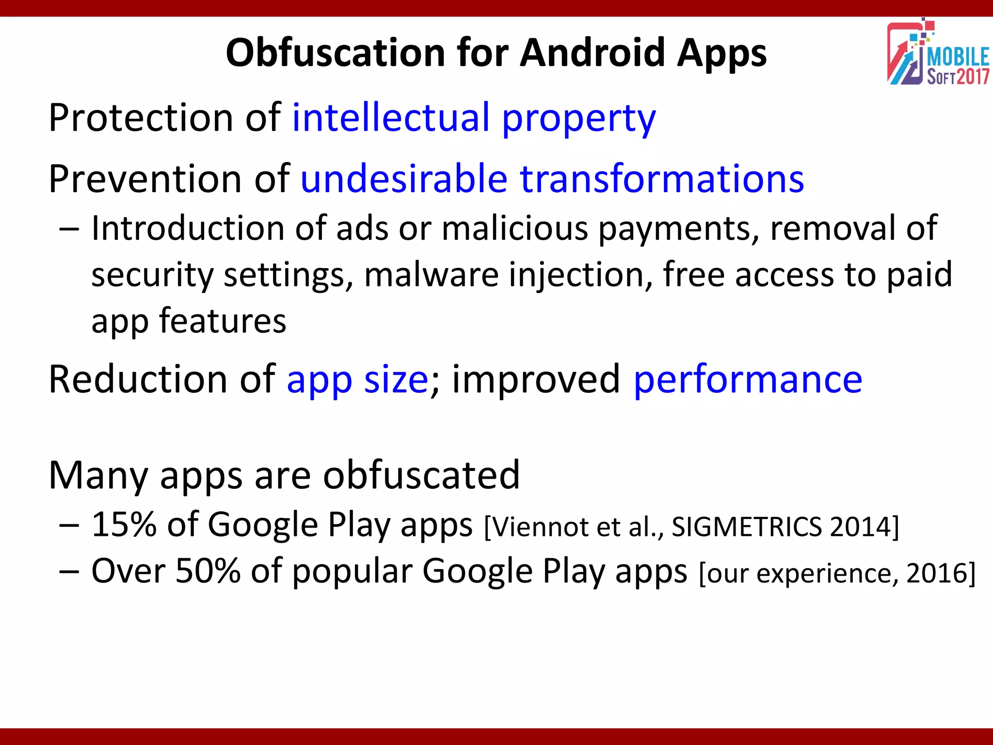 Who Changed You? Obfuscator Identification for Android | PPT
