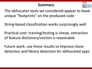 Who Changed You? Obfuscator Identification for Android | PPT