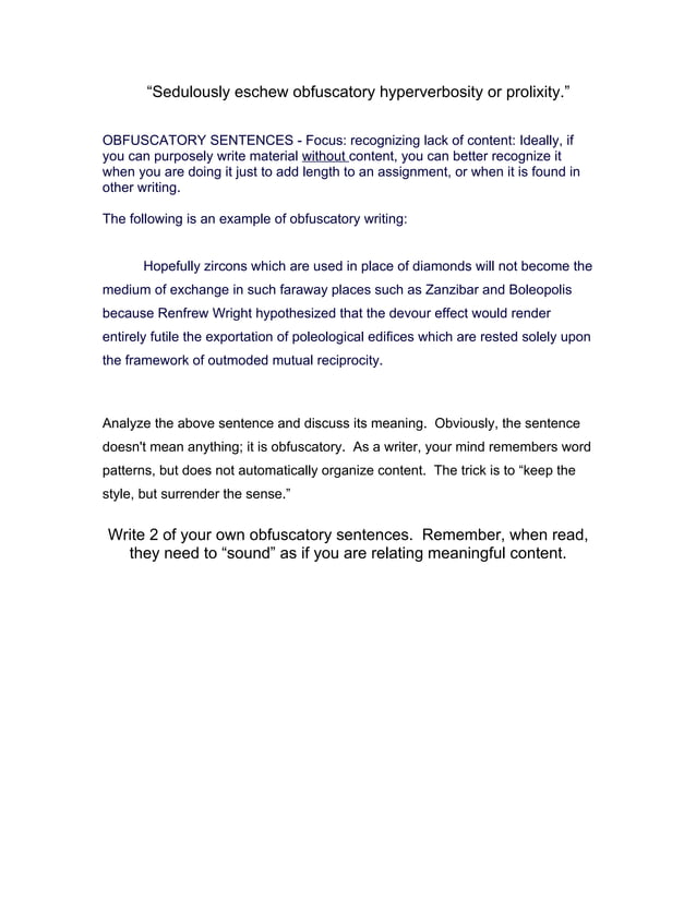 Obfuscatory writing | DOC