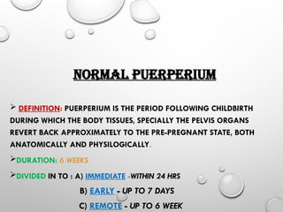 OBG. ABNORAMLTIES OF THE PUERPERIUM, BSC | PPTX