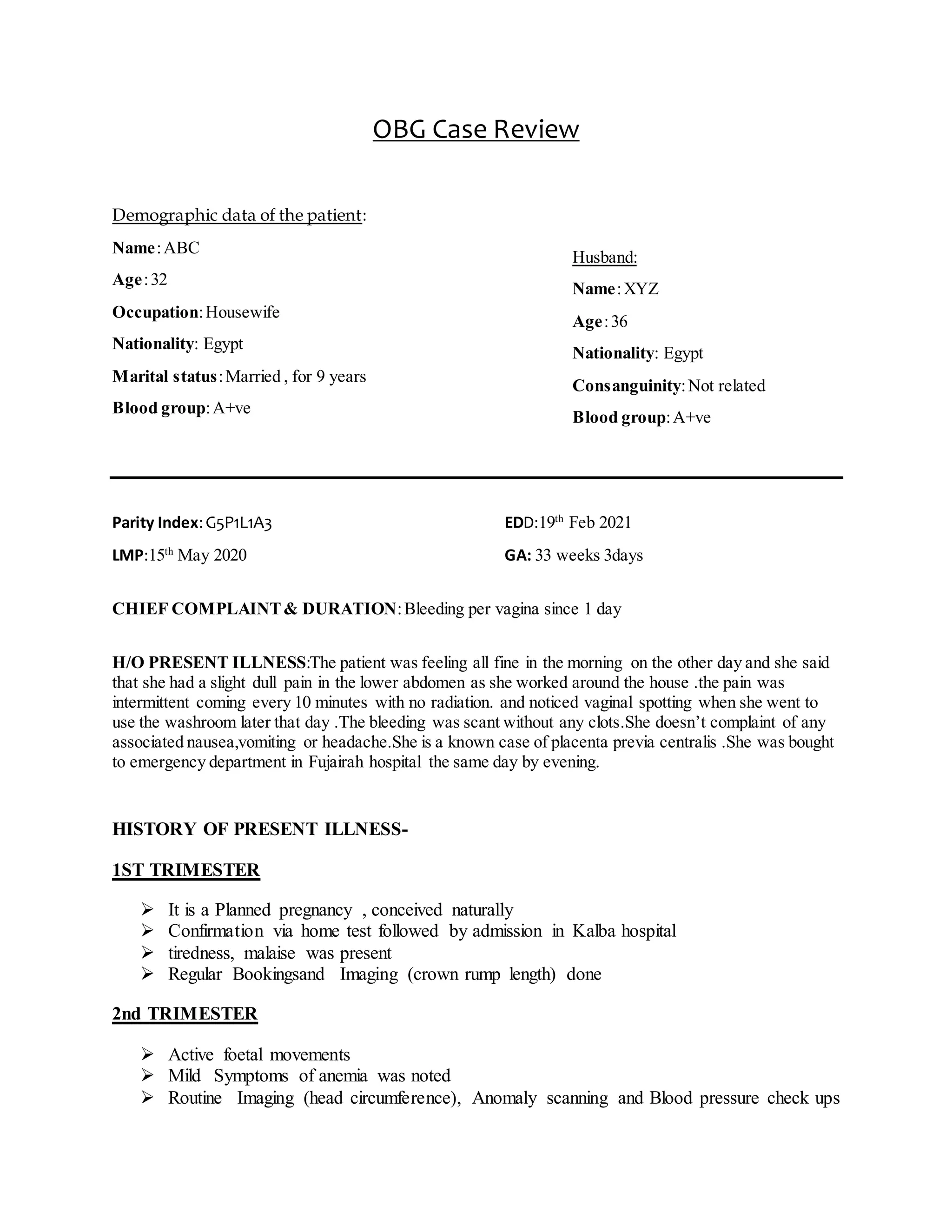 Obg case review | DOCX