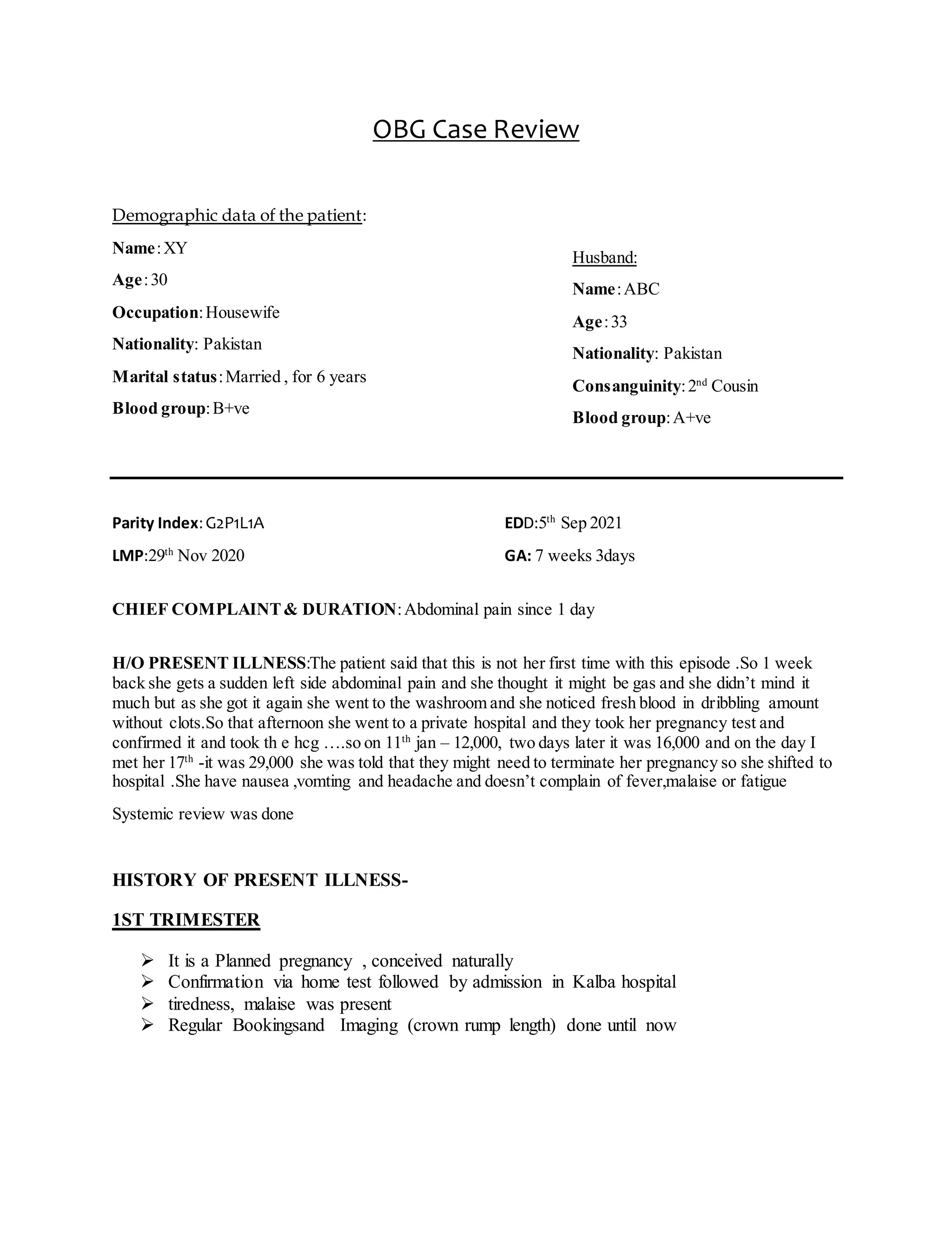 Obg case review of ectopic Pregnancy | DOCX | Pregnancy | Reproductive ...