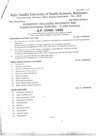 RGUHS NURSING Obg question paper | PDF