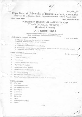 RGUHS NURSING Obg question paper | PDF