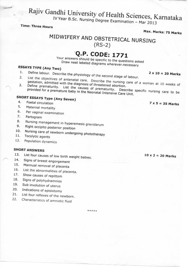 RGUHS NURSING Obg question paper | PDF | Healthcare Industry | Industries