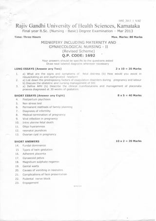 RGUHS NURSING Obg question paper | PDF