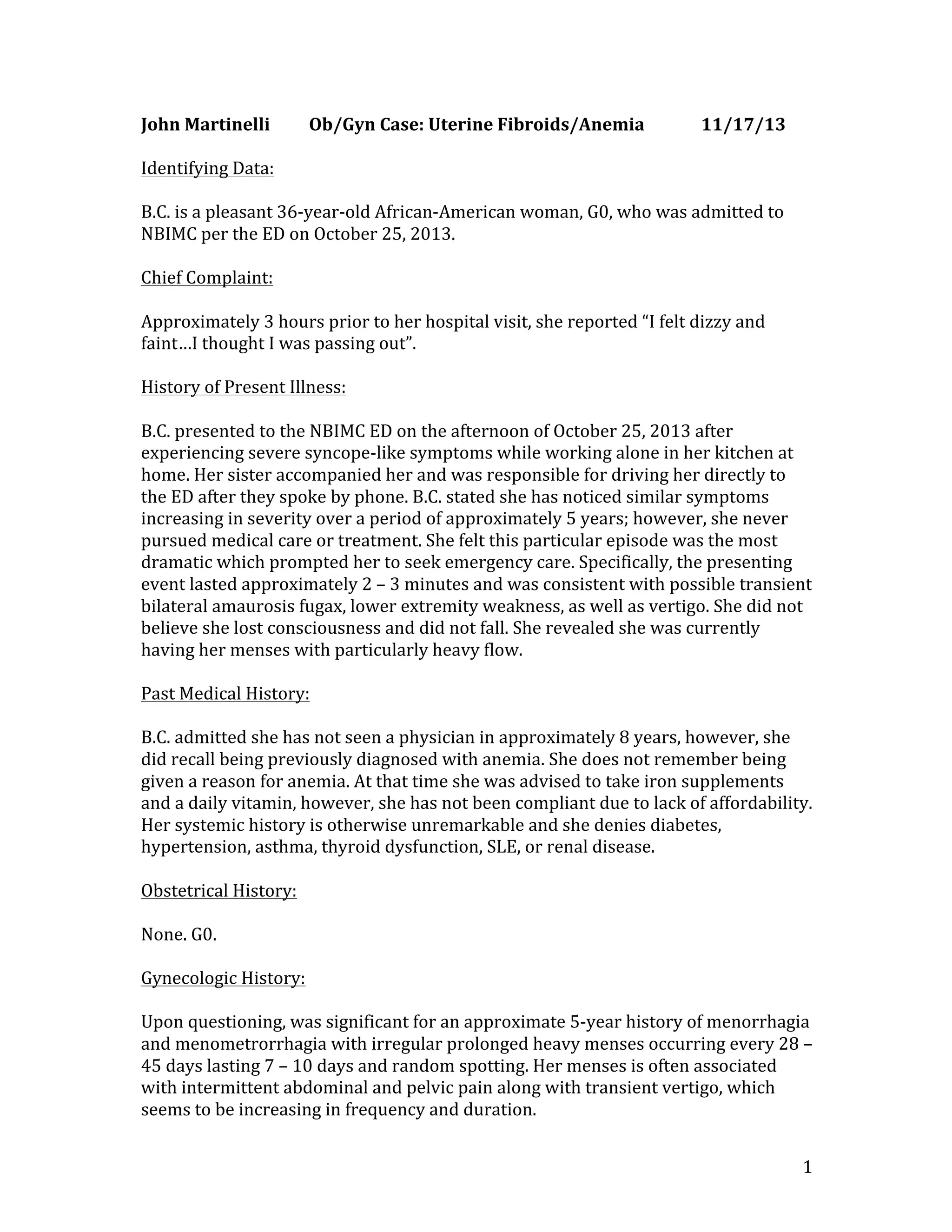 Case Report: Uterine Fibroids | PDF