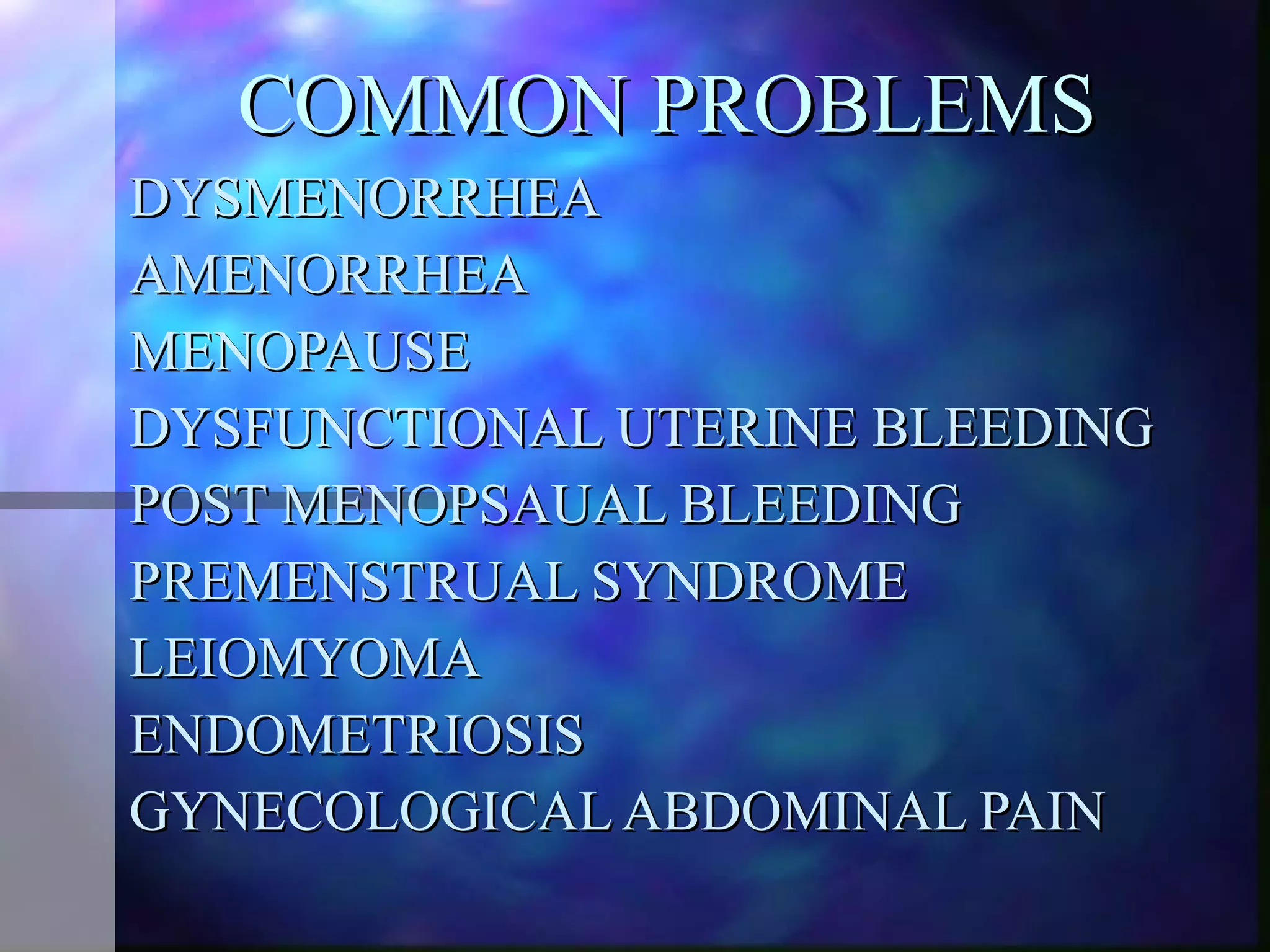 Obgyn Gyn Problems | PPT